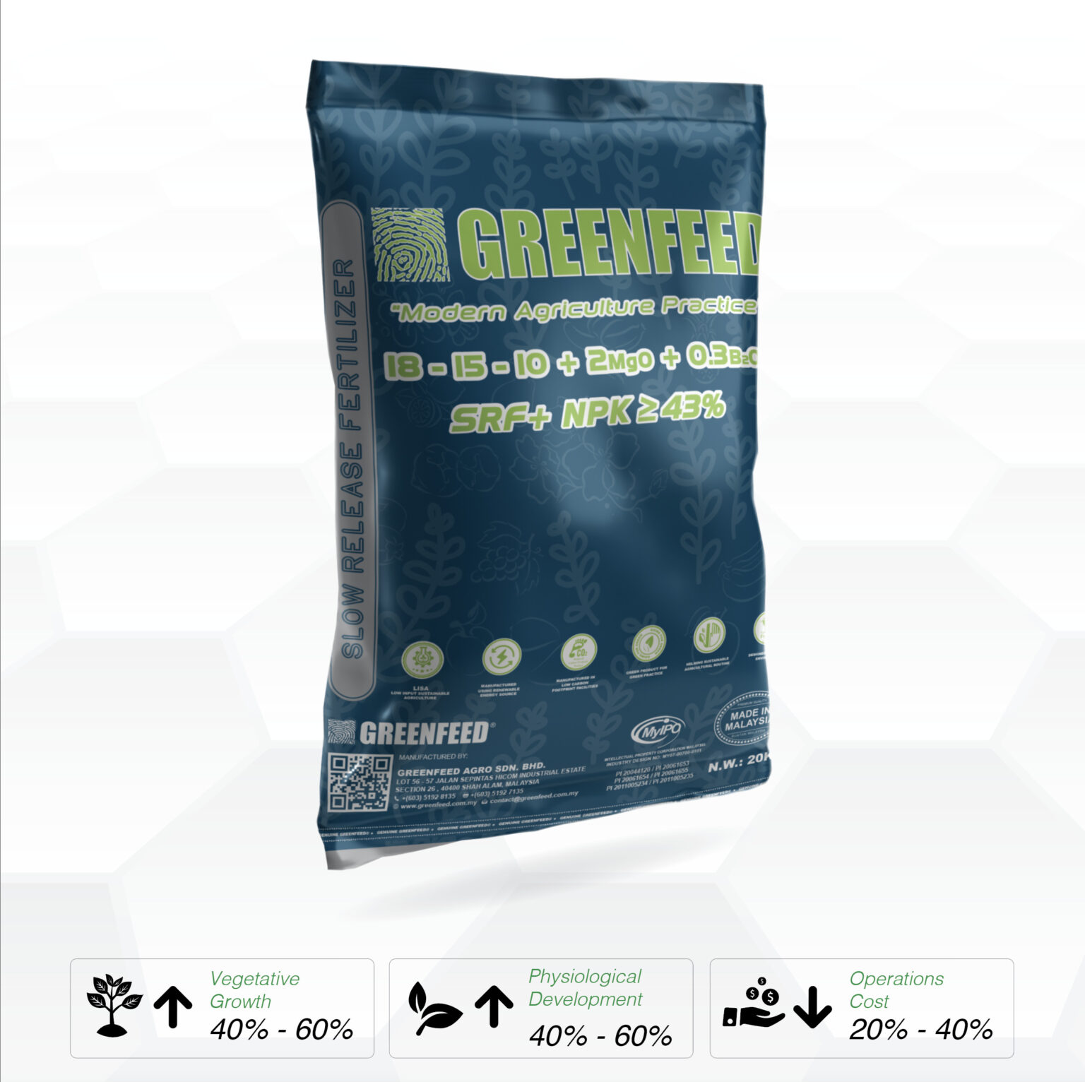 Greenfeed® Slow Release Fertilizer SRF+ 18:15:10+2MgO+TE – Greenfeed ...